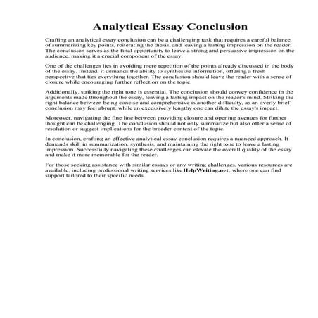 Analytical Essay Conclusion. Writing a conclusion for a literary ...