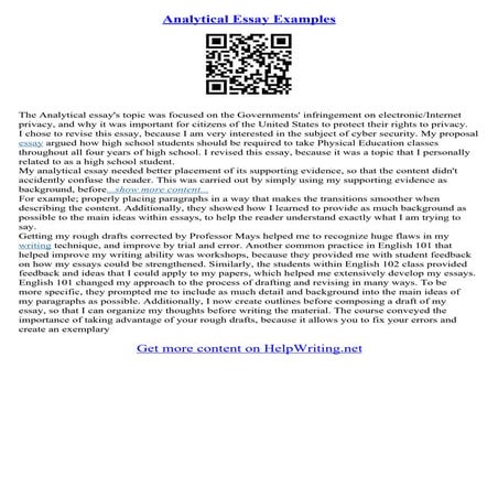 Analytical Essay Examples | PDF