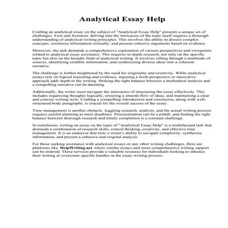 Analytical Essay Help. Rose State College | PDF