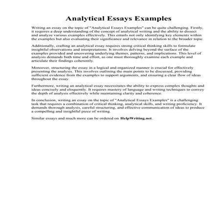 Analytical Essays Examples. Analytical Essay Writing | PDF