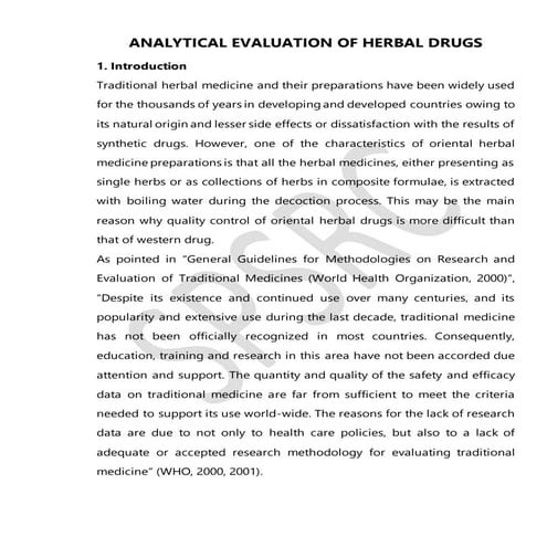 Analytical evaluation of herbal drugs | DOCX