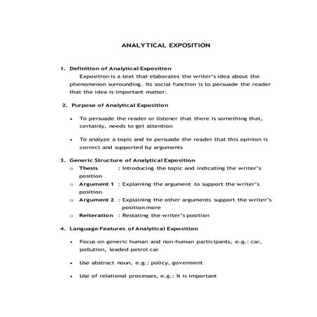 Analytical exposition, Hortatory Exposition, Pamphlet | DOCX