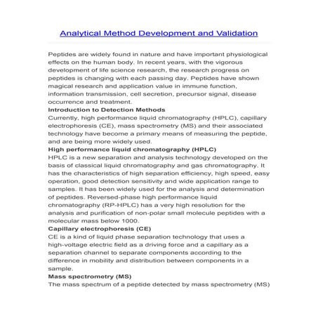 Analytical method development and validation | PDF