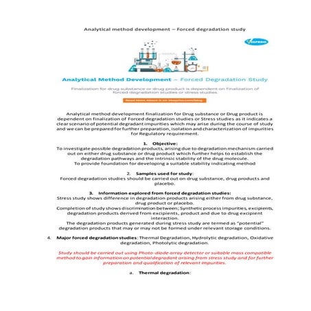 Analytical method development for Forced degradation study | DOCX