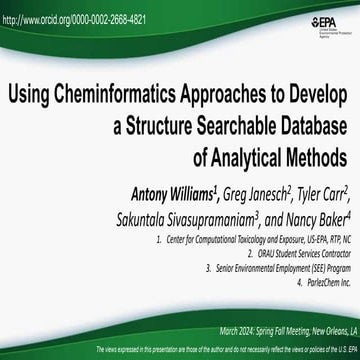Applying Cheminformatics to Develop a Structure Searchable Database of ...