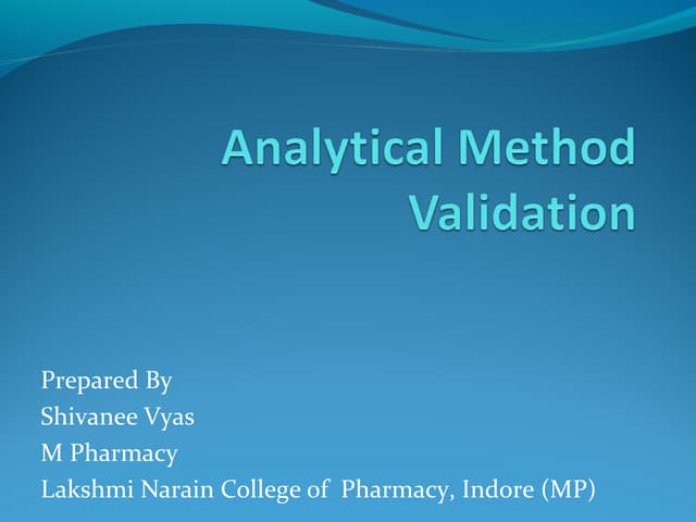To perform Analytical method validation of Paracetamol Tablets by UV ...