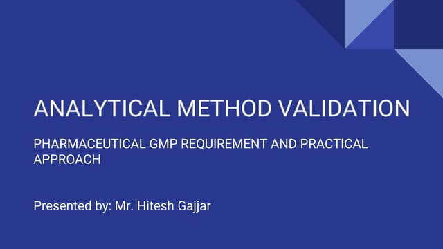 Analytical method validation | PPTX