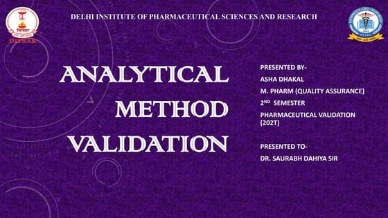 Analytical Methods Validation| PV M Pharmacy QA | PPT