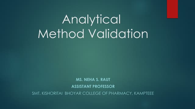 VALIDATION OF ANALYTICAL PROCEDURES Q2(R2) | PPTX
