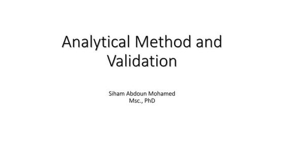 Analytical Method Validation And Validation Of Hplc Ppt Chemistry