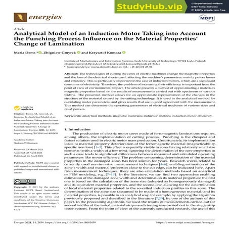 Analytical Model Of An Induction Motor Taking Into Account The Punching ...