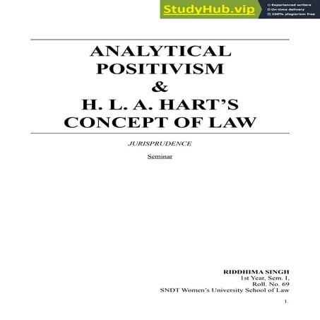 Analytical Positivism And H. L. A. Hart S Concept Of Law | PDF