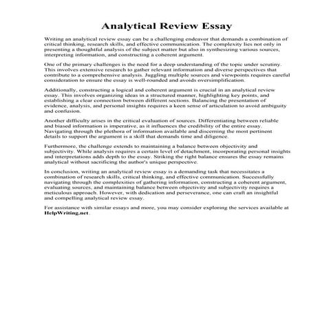 Analytical Review Essay Pdf