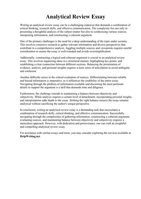 Analytical Review Essay Pdf