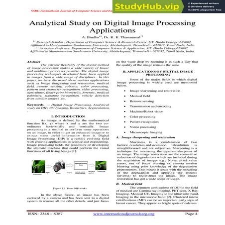 Analytical Study On Digital Image Processing Applications | PDF