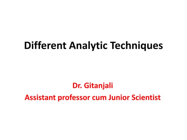 Analytical techniques in pharmaceutical | PPTX