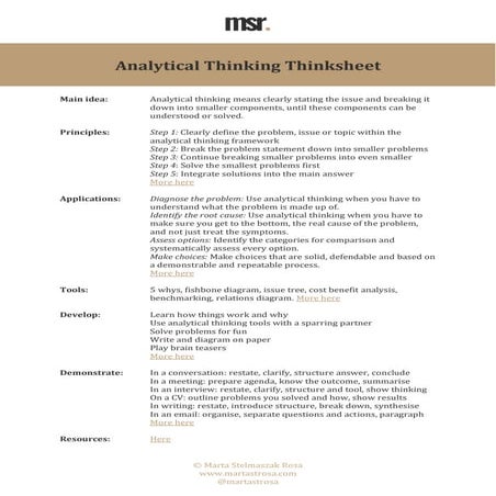Analytical Thinking Thinksheet | PDF