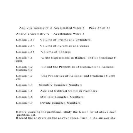 Analytic Geometry A Accelerated Week 5 Page 37 of .docx
