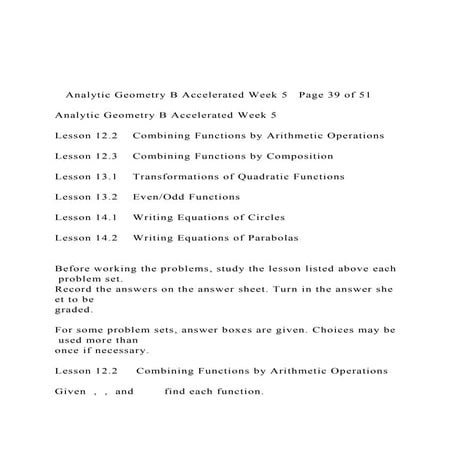 Analytic Geometry B Accelerated Week 5 Page 39 of 5.docx | Physics ...