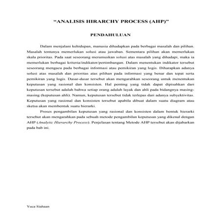 Analytic hierarchy process | PDF