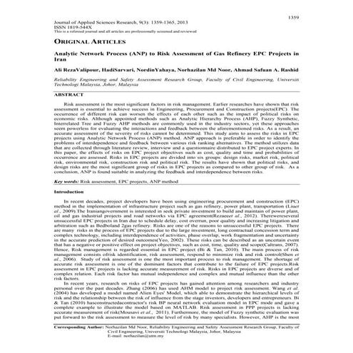 Analytic Network Process Anp To Risk Ass Pdf