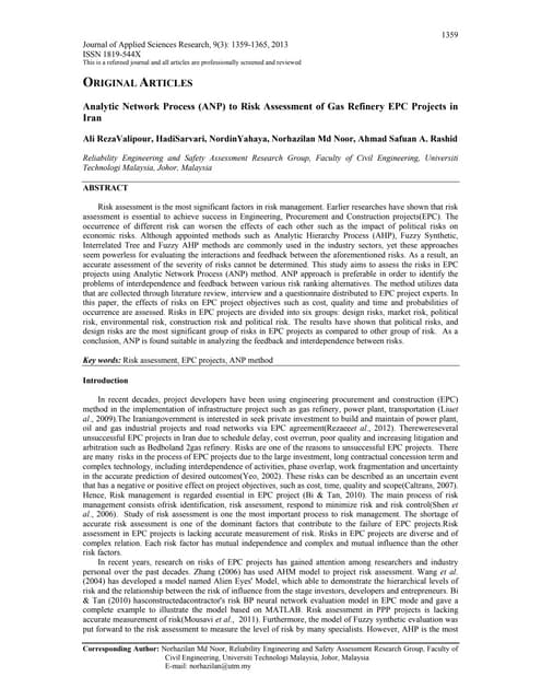 Analytic Network Process Anp To Risk Ass Pdf