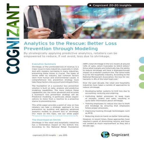 Analytics to the Rescue: Better Loss Prevention through Modeling | PDF