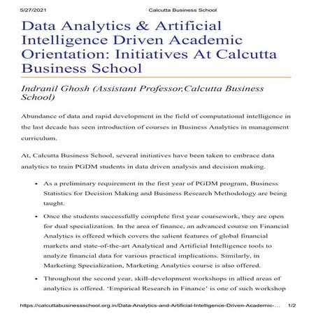 Analytics & Artificial Intelligence Driven Academic Orientation ...