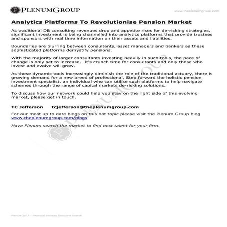 Analytics platforms plenum group | PDF