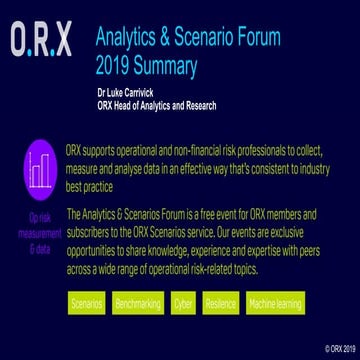 ORX Analytics & Scenario Forum 2019 - summary | PPT