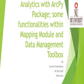 Analytics With Arcpy Package Detailing Of Mapping Module Properties And Data Management Tools Ppt 