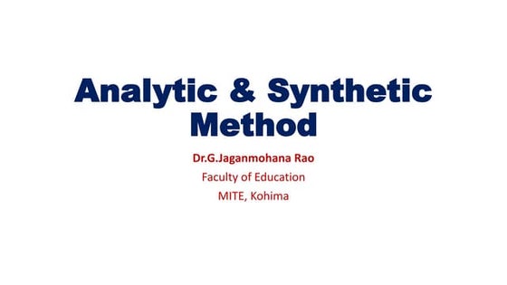 Analytico - synthetic method of teaching mathematics | PPT | Educational Assessment | Education