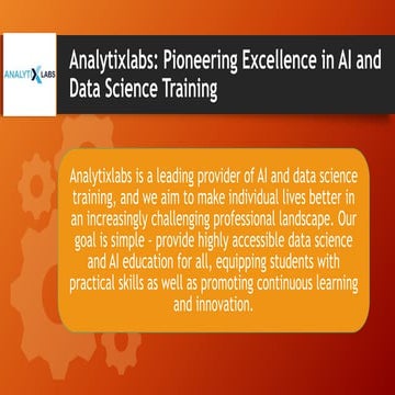 Analytixlabs: Pioneering Excellence in AI and Data Science Training | PPT