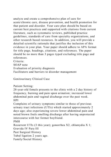 Genitourinary Clinical Case Patient Setting 28-year-old fem | PDF