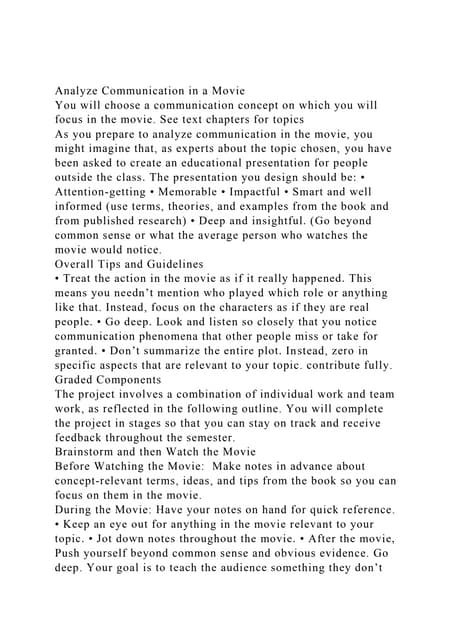 COM 203 Introduction to Communication Final Analysis Paper150 poi.docx