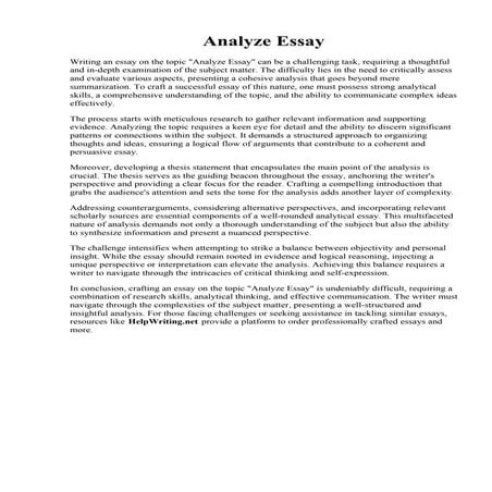 Analyze Essay. All about Textual Analysis Essay Writing Free Essay ...