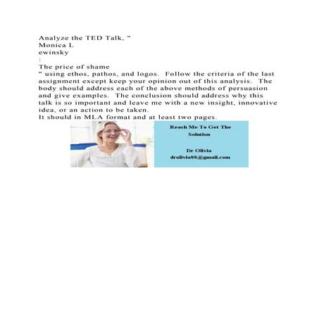 Analyze the TED Talk, Monica Lewinsky The price of shame.docx
