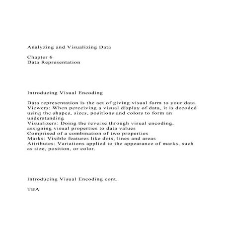 Analyzing And Visualizing Data Chapter 6data Representdocx