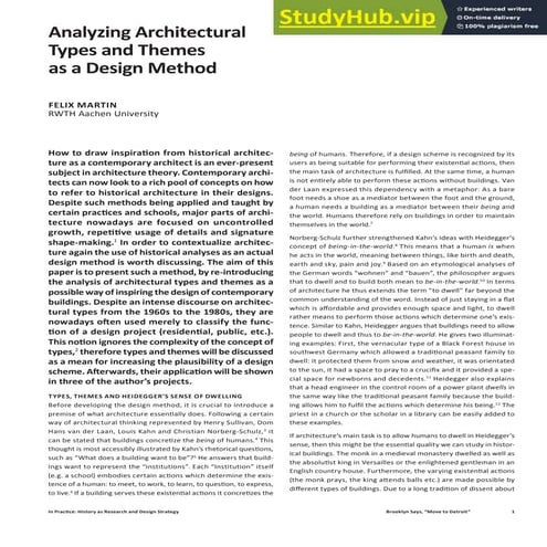 Analyzing Architectural Types And Themes As A Design Method | PDF | Design | Fine Art