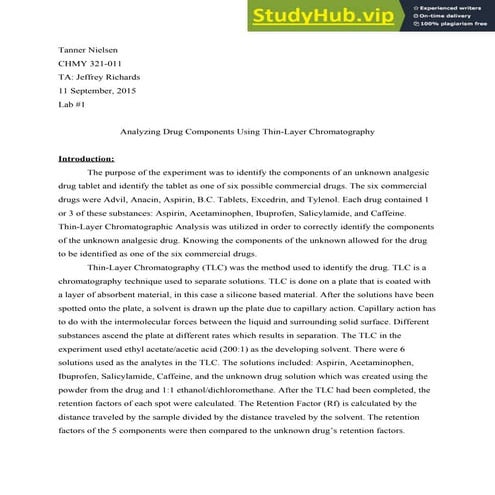 Analyzing Drug Components Using Thin-Layer Chromatography | PDF