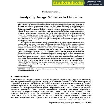 Analyzing Image Schemas In Literature | PDF