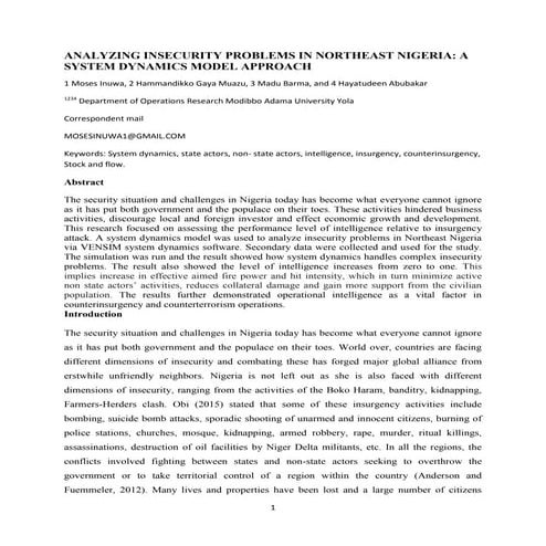 ANALYZING INSECURITY PROBLEMS IN NORTHEAST NIGERIA A SYSTEM DYNAMICS MODEL APPROACH.pdf | Free ...