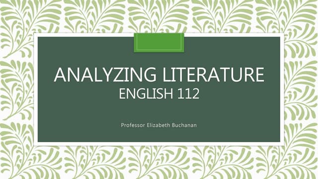 Introduction to Literature in English | PPTX