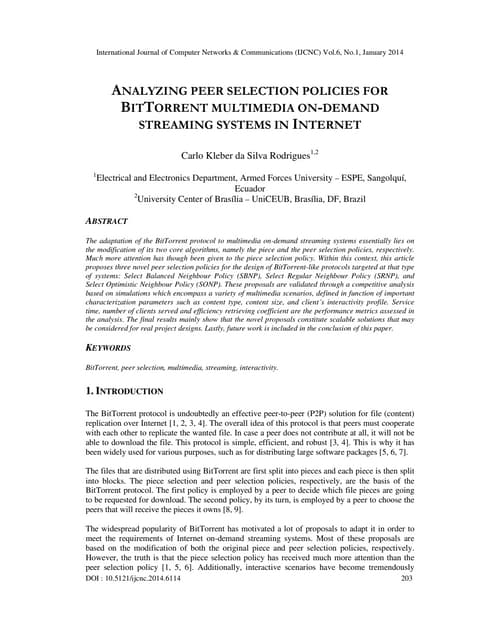 Analyzing Peer Selection Policies For Pdf
