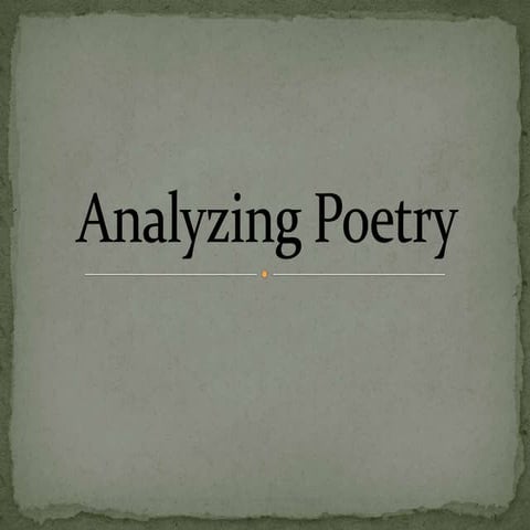 Analyzing poetry | PPTX
