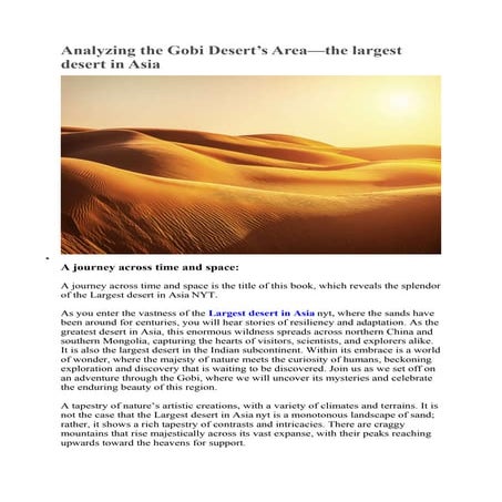 Journey Through the Largest Desert in Asia: Explore Gobi | The ...