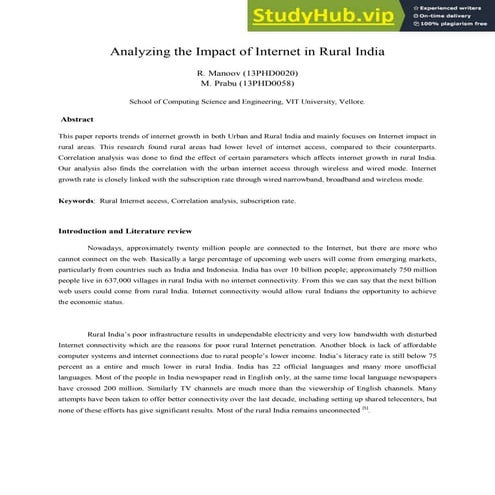 Analyzing The Impact Of Internet In Rural India | PDF
