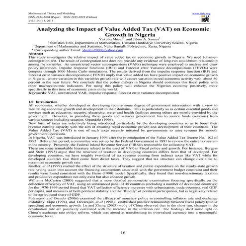 Analyzing the impact of value added tax (vat) on economic growth in ...