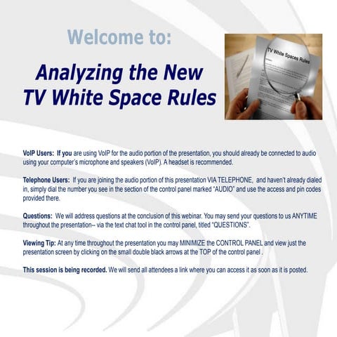 Analyzing the New TV White Space Rules | PPTX