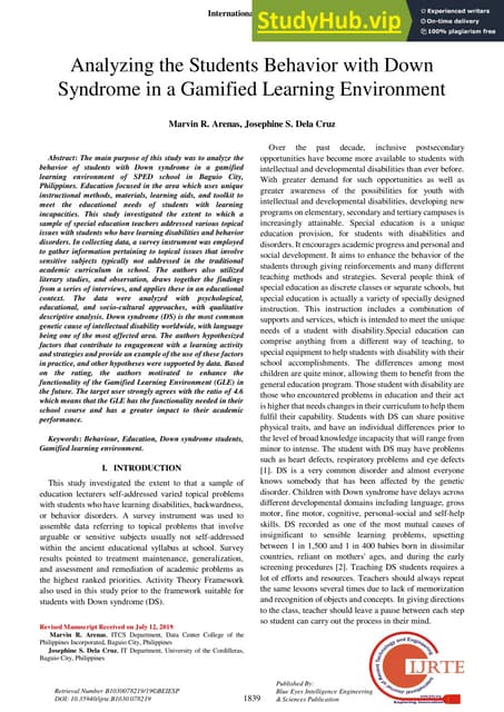 A Study on the Level of Self Esteem among Children with Learning Disability | PDF